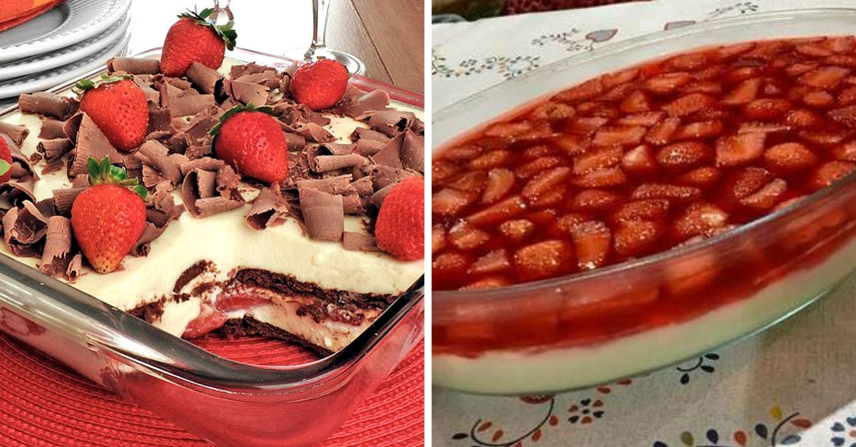 17 Receitas de sobremesas com morango